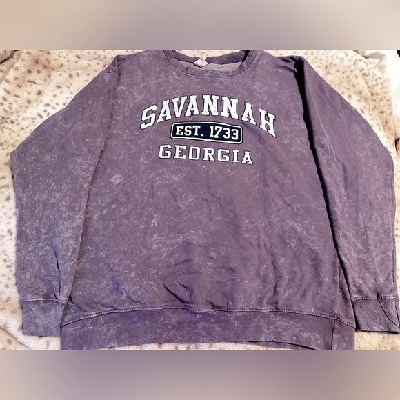 Sweaters | Oversized Savannah Georgia Purple Sweatshirt | Poshmark